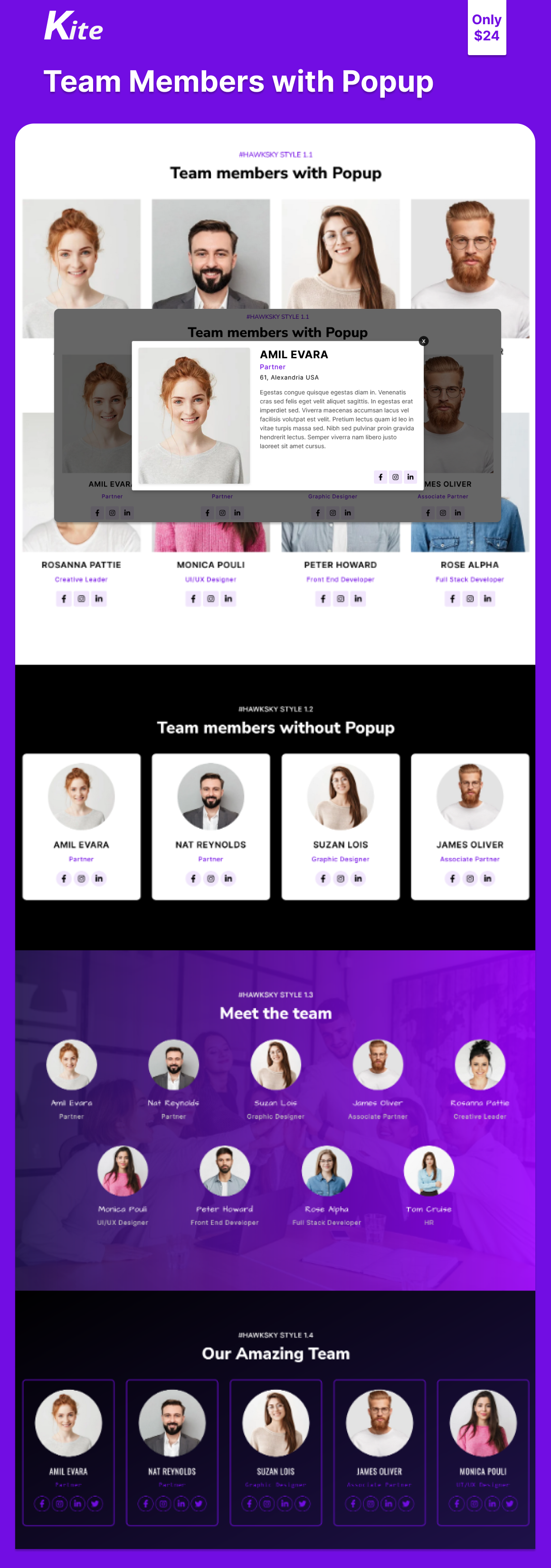 Team Members with Popup Module by GAN Creative